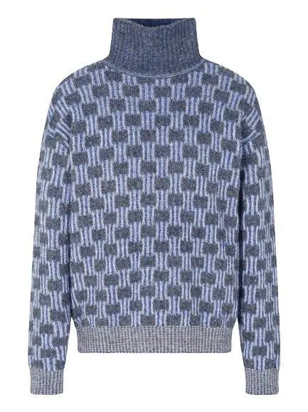 Giorgio Armani Plated Link-stitch Mock-neck Jumper - Denim