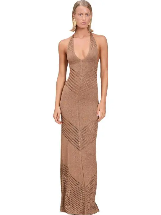 Devon Windsor Halter Maxi Dress - Brown