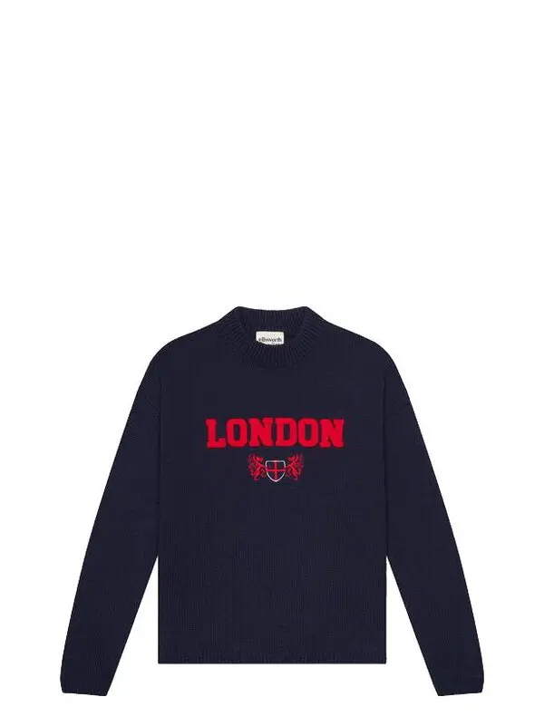 ELLSWORTH + IVEY Sadie Crewneck Sweater London Crest - Natural