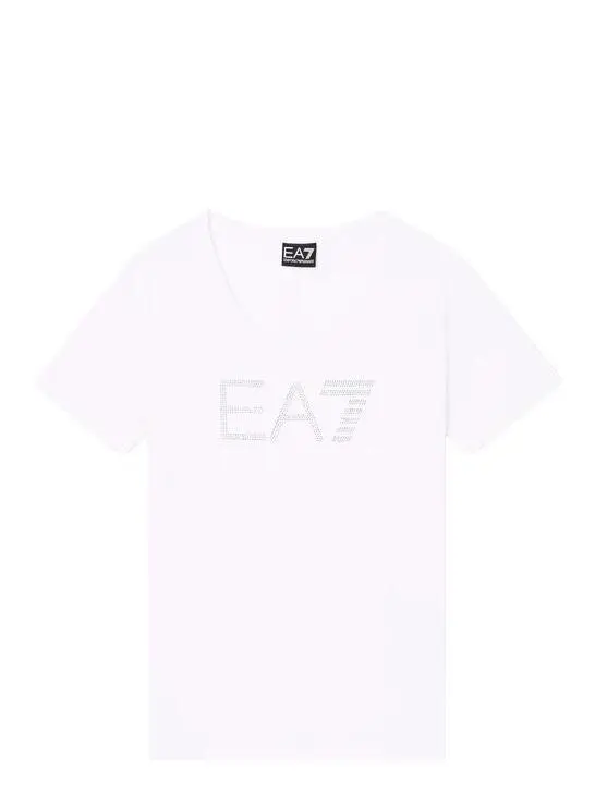 EA7 Logo Series Stretch-jersey T-shirt - White