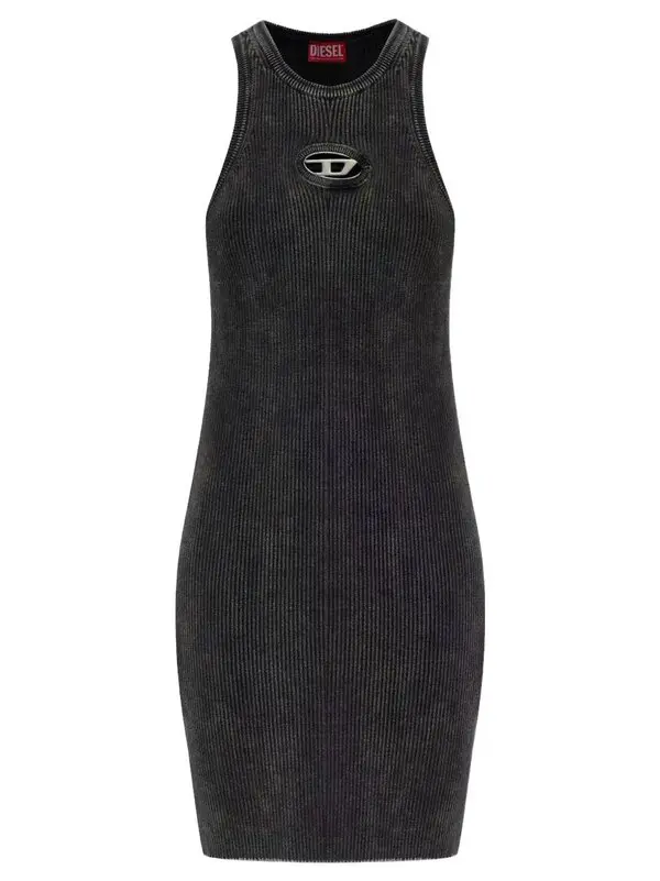 DIESEL® Logo-plaque Ribbed Mini Dress - Grey