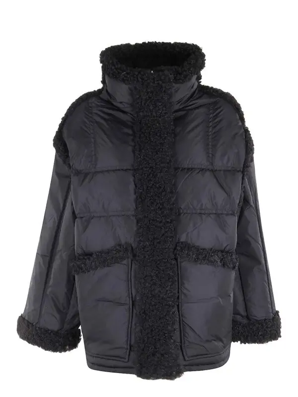 STAND STUDIO Faux Fur Trimmed Puffer Jacket - Black 1