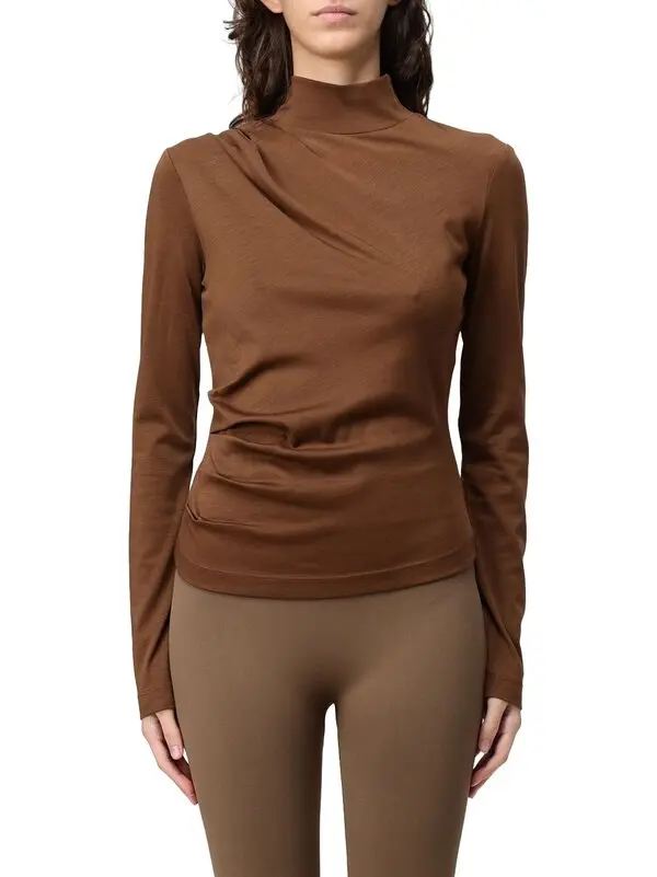 Max Mara Draped High Neck Sweater - Leather