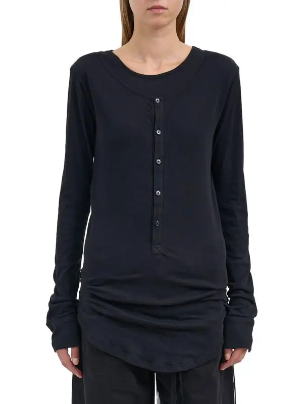 ANN DEMEULEMEESTER Long Sleeve Buttoned Sweater - Black