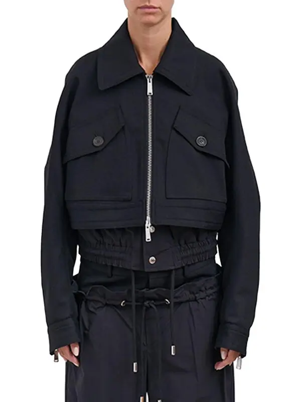 Dsquared2 Cropped Jacket With Zip-up Front And Classic Collar - Black