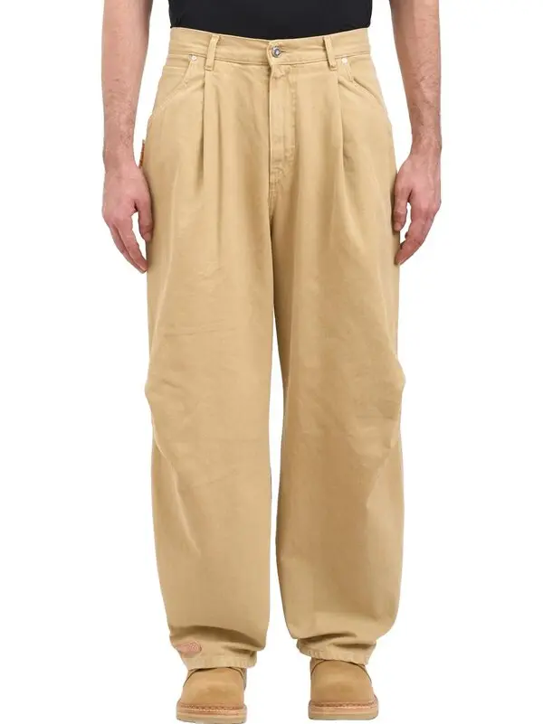 PDF Pleated Baggy Pants - Beige