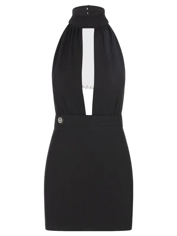 Philipp Plein Halter Neck Dress - Black