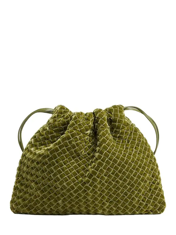 Bottega Veneta Intreccio Velvet Pouch - Matcha