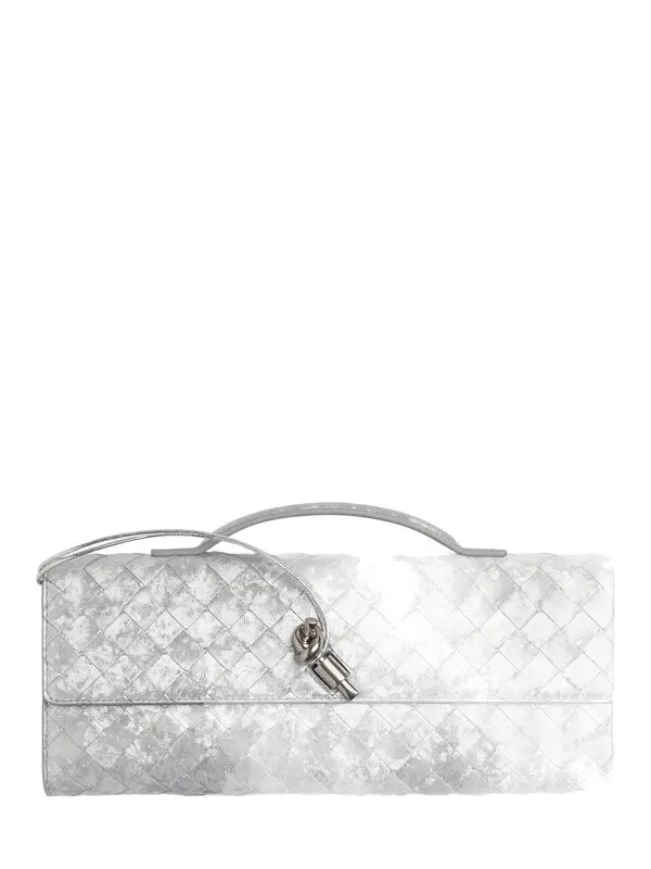 Bottega Veneta Andiamo Top Handle Clutch - Silver