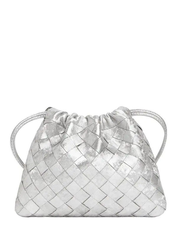 Bottega Veneta Small Intrecciato Lamina Satin Leather Pouch - Silver