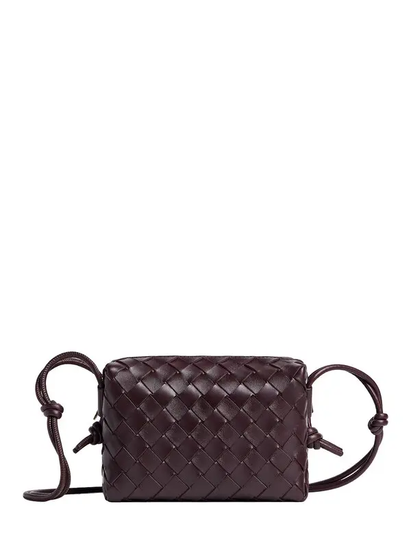 BOTTEGA  VENETA Mini Intrecciato Cross-body Bag - Dark Barolo