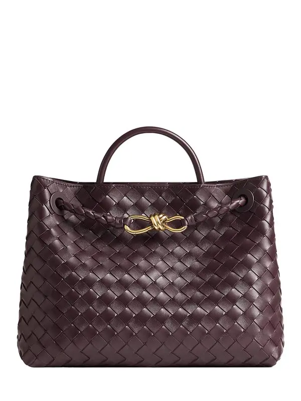 BOTTEGA  VENETA Intrecciato Leather Andiamo Top Handle Bag - Dark Barolo