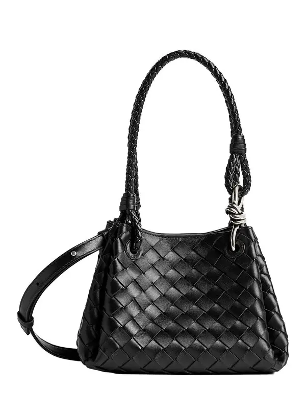Bottega Veneta Small Intrecciato Leather Shoulder Bag - Black