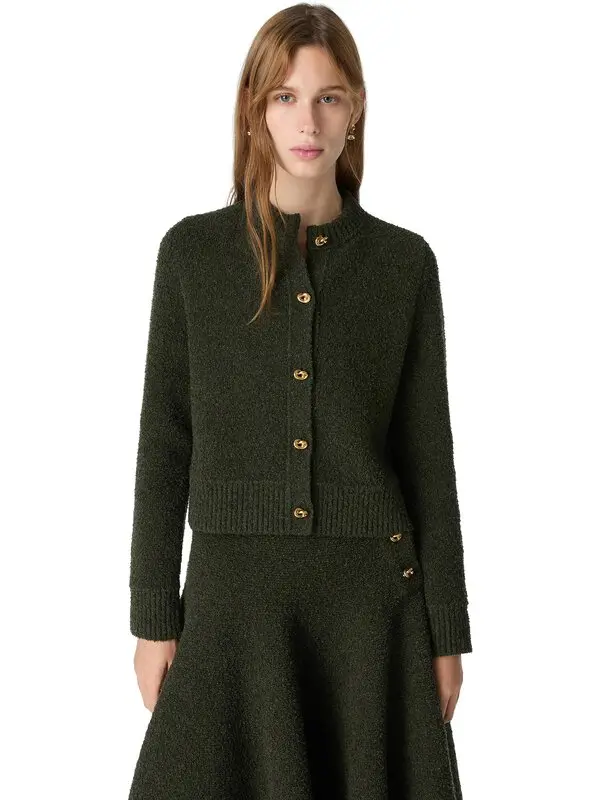 Bottega Veneta Wool Bouclé Cardigan - Dark Green
