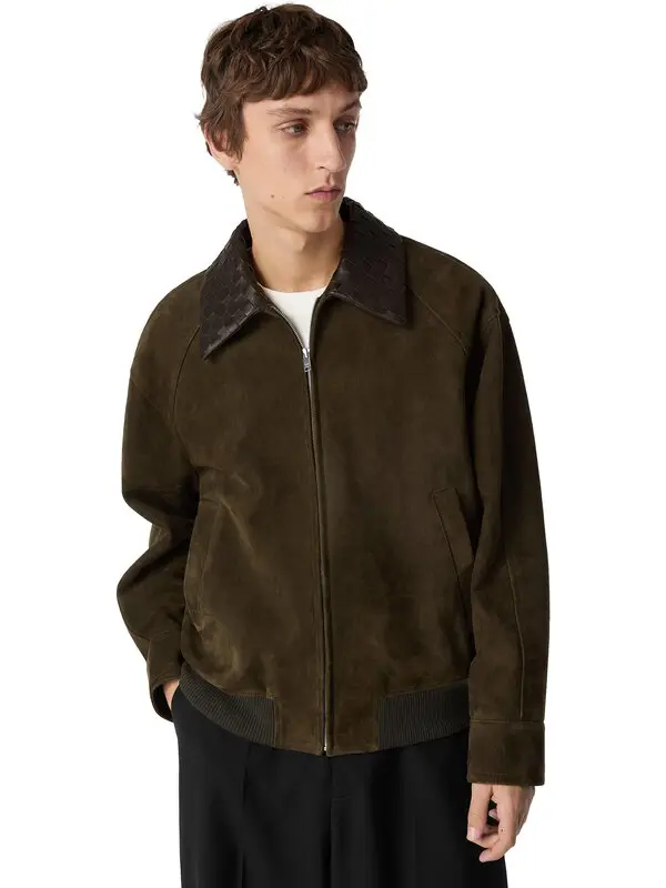 Bottega Veneta Suede Leather Blouson - Deep Moss