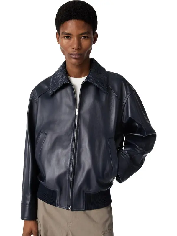 Bottega Veneta Leather Blouson - Navy