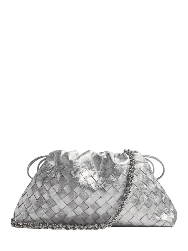 Bottega Veneta Intrecciato Lamina Satin Leather Pouch - Silver
