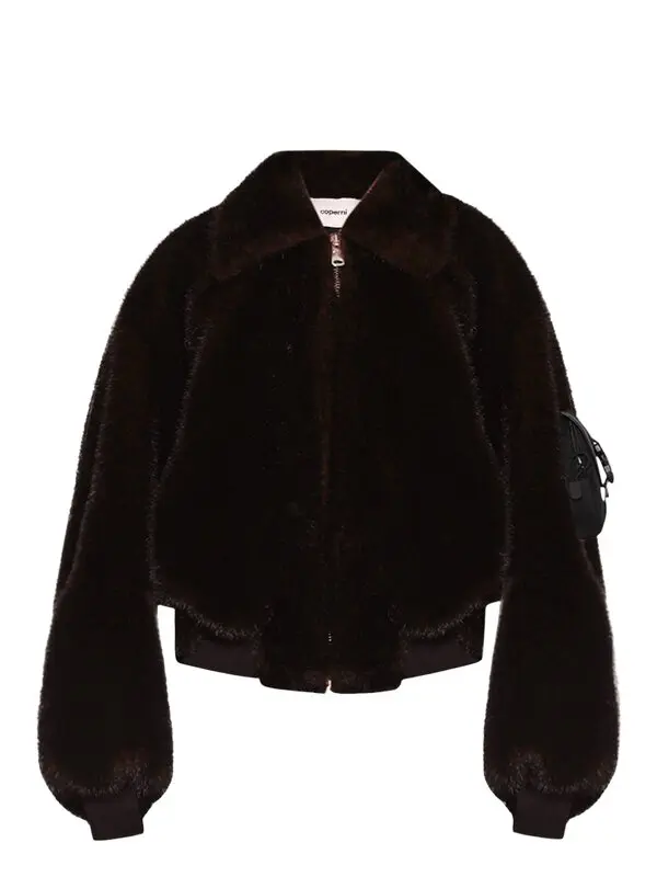 Coperni Faux Fur Bomber Jacket - Brown
