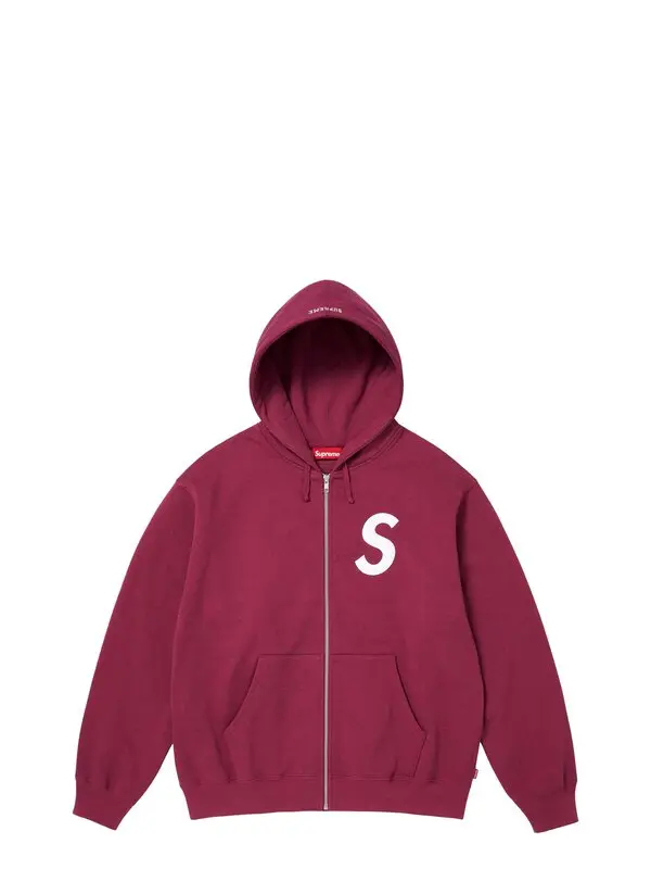Supreme S Logo Zip Up Hooded Sweatshirt - Red