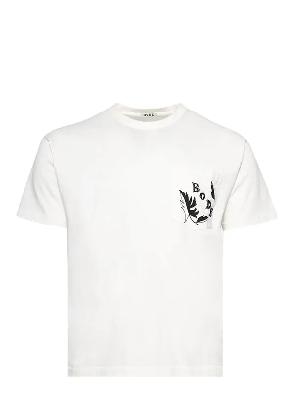BODE Beaded Leaf Pocket Tee - White
