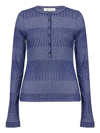 Rag & Bone Two-tone Henley Knit Top - Skblm