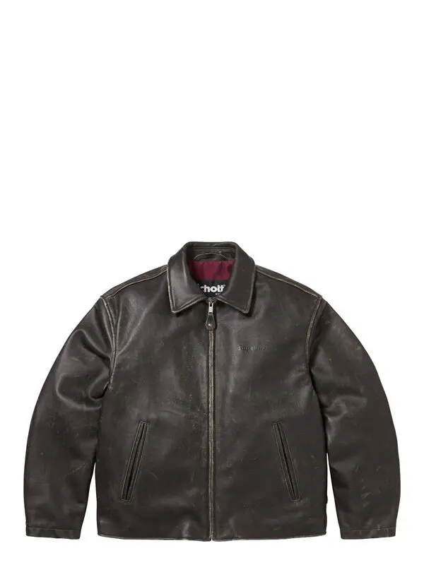 Supreme X Schott Leather Racer Jacket - Black