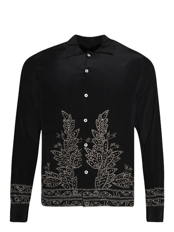 BODE Beaded Epoque Long Sleeve Shirt - Black