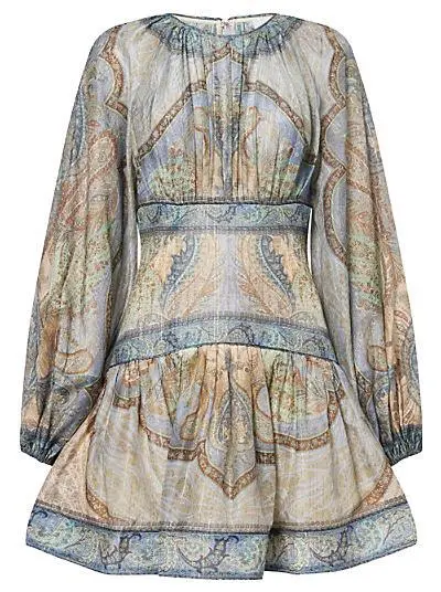 Zimmermann Wander Cotton-blend Mini Dress - Tapestry Blue Multi