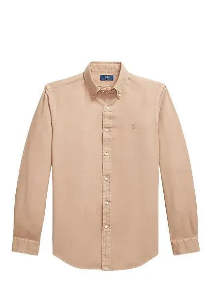 Polo Ralph Lauren Brand-embroidered Textured Cotton Shirt - Surrey Tan