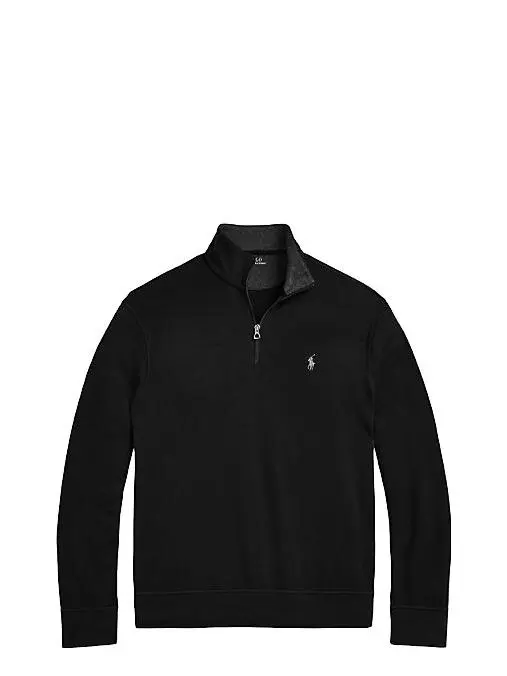 Polo Ralph Lauren Brand-embroidered Half-zip Cotton-blend Sweatshirt - Black
