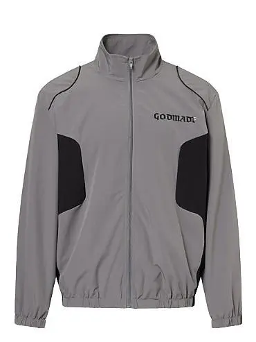 GODMADE Logo-print Relaxed-fit Shell Track Top - Grey