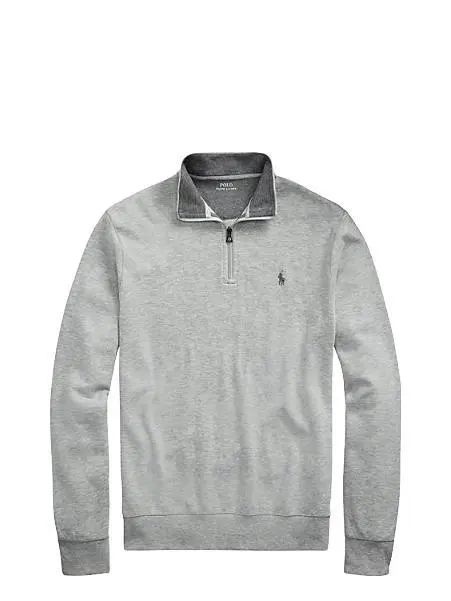Ralph Lauren Brand-embroidered Half-zip Cotton-blend Sweatshirt - Grey