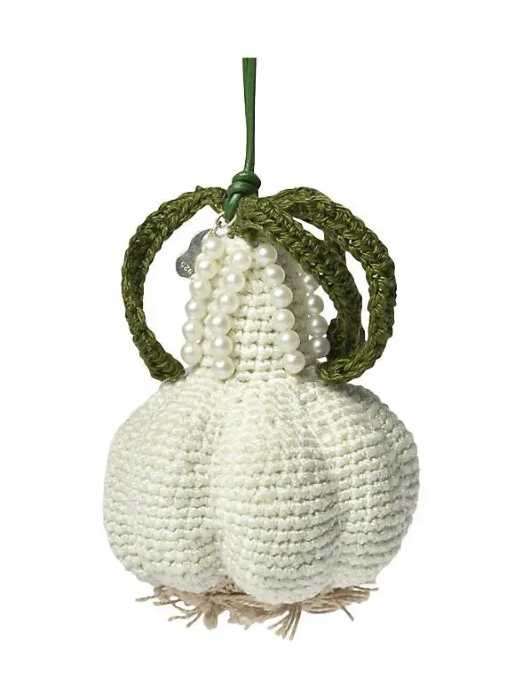 GOHAR WORLD Garlic Crochet Bag Charm - White
