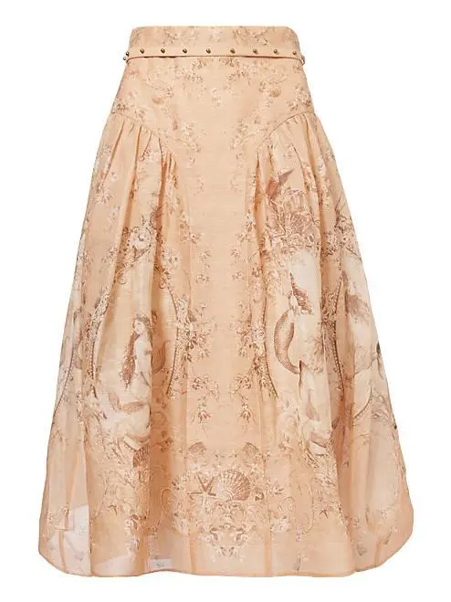 Zimmermann Beaded Floral Linen-silk Midi Skirt - Blush Mermaid