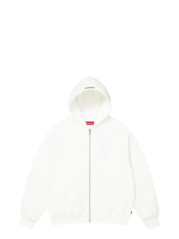 Supreme Logo Zip Up Hooded Sweatshirt - White