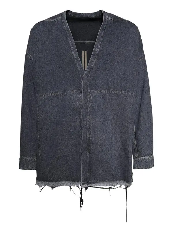 Rick Owens Denim Larry Shirt Jacket - Grey