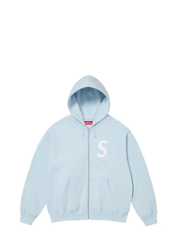 Supreme Logo Zip Up Hooded Sweatshirt - Blue