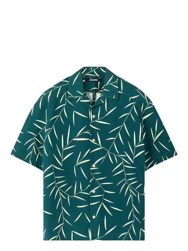 Jacquemus La Chemise Fonccio Foliage Print Shirt - Green