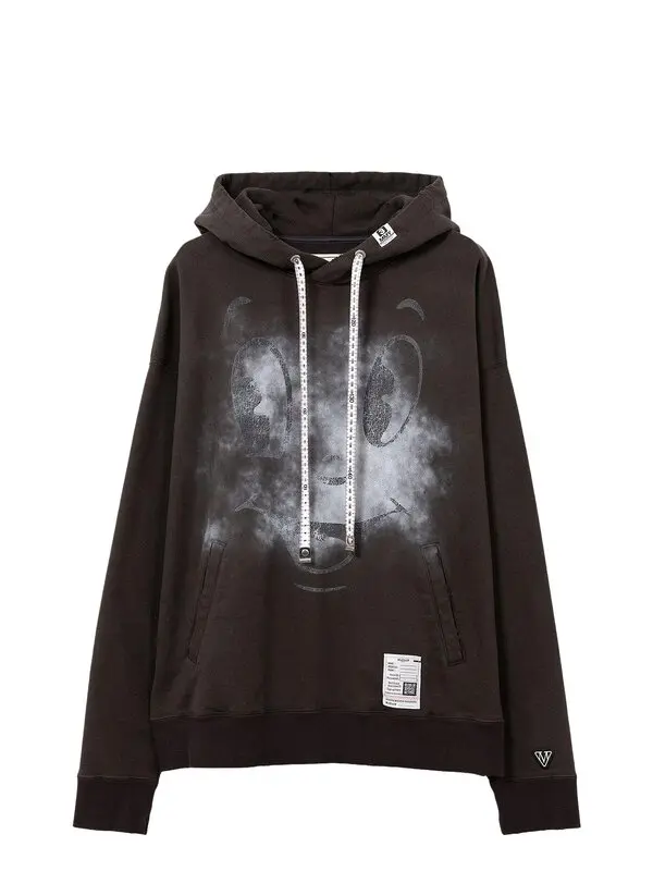 Mihara Yasuhiro Happy Face Printed Hoodie - Black