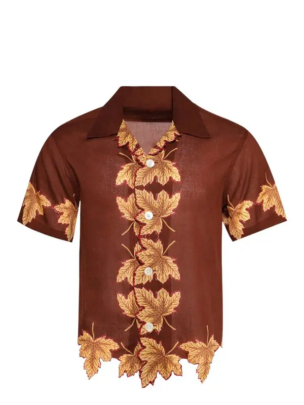 BODE Harvest Floor Short Sleeve Shirt - Brown