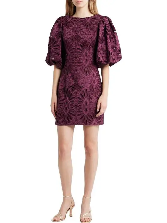 CIEBON Kesia Embroidered Paisley Minidress - Purple