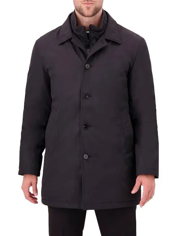 VICTOR EMMANUEL Removable Mock Neck Water Resistant Jacket - Black