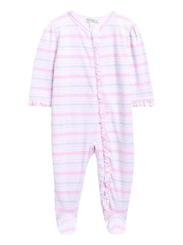 KISSY KISSY Ruffle Pima Cotton Footie - Multi Pink