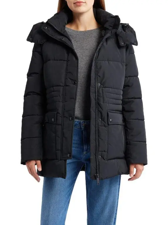 Sam Edelman Parka With Removable Hood - Black