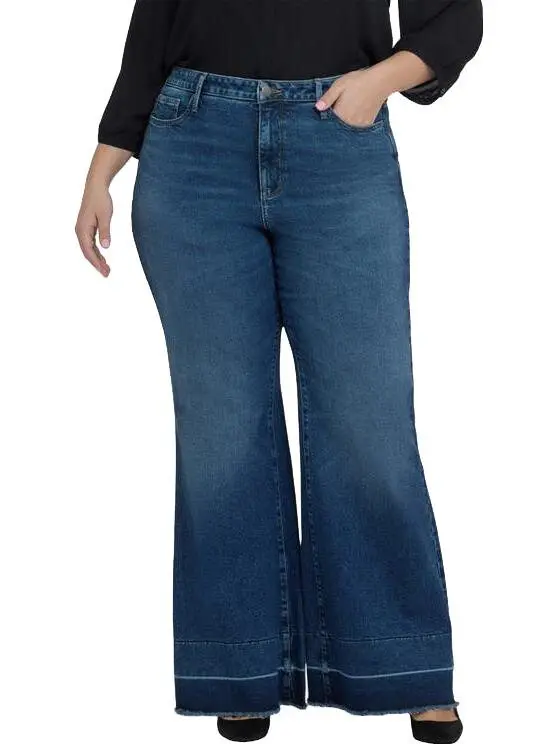 NYDJ Mia Release Hem High-waist Palazzo Flare Jeans - Dark Loire