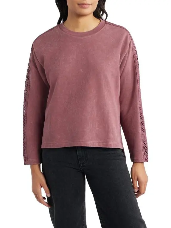 CITY BLUES Detailed Sleeve Sweatshirt - Dusty Rose
