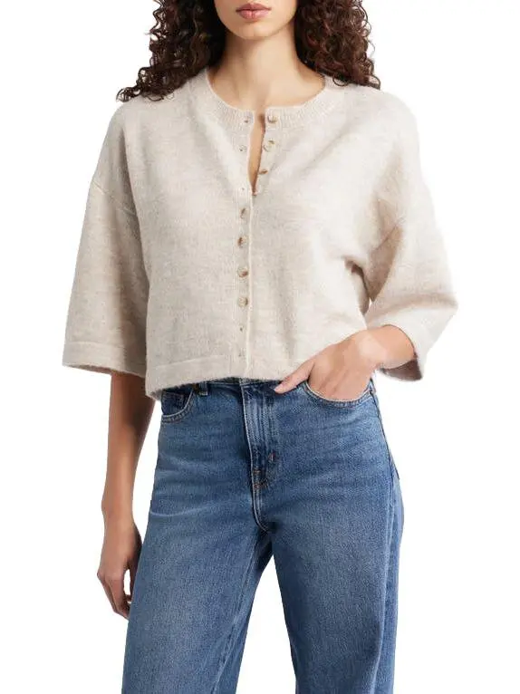 525 America Cassidy Three-quarter Sleeve Cardigan - Cashew Heather