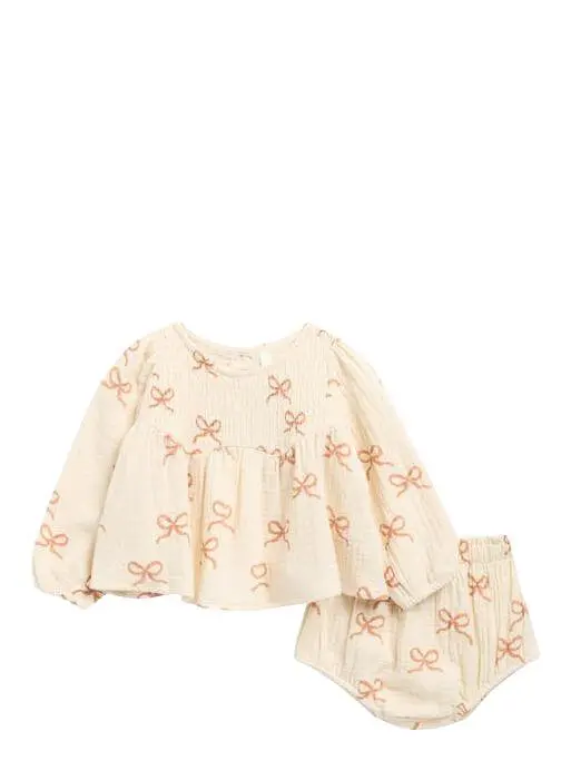 QUINCY MAE Sophia Cotton Top & Bloomers Set - Natural