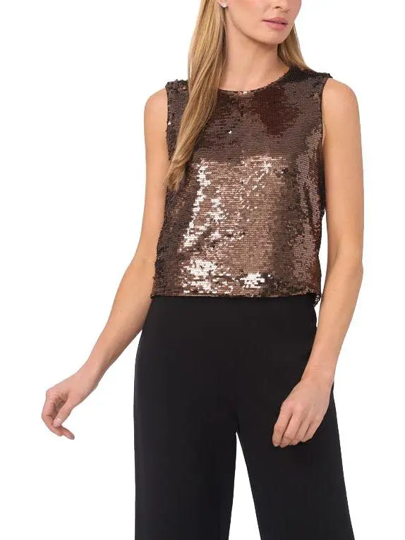 Halogen Sequin Sleeveless Top - Bronze