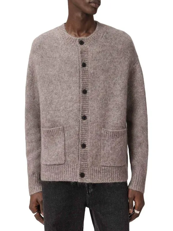 ALLSAINTS Coby Wool & Mohair Blend Cardigan - Oak Brown